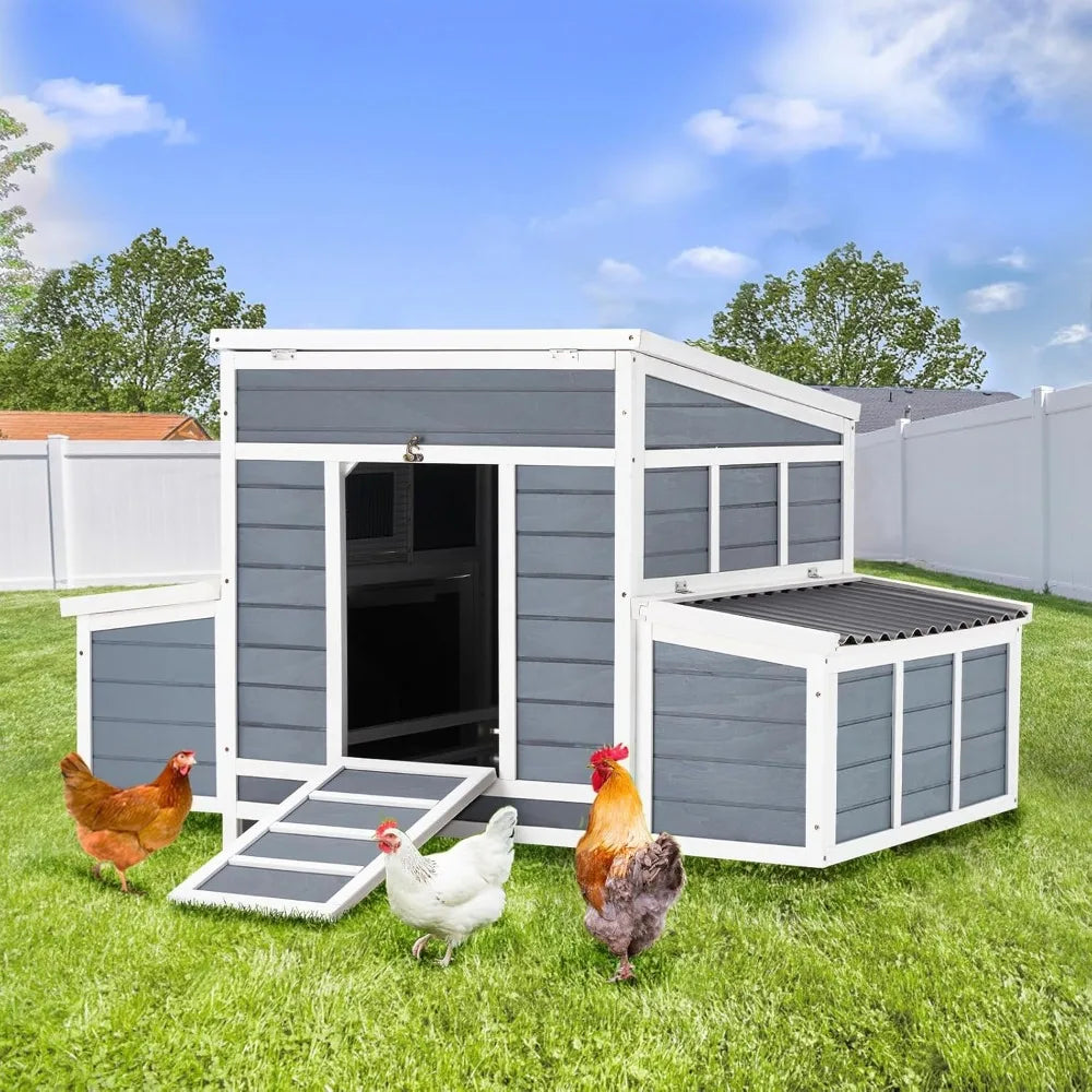 Chicken Coop, 56" Large Wooden Chicken Hutch with 6 Nesting Boxes ...